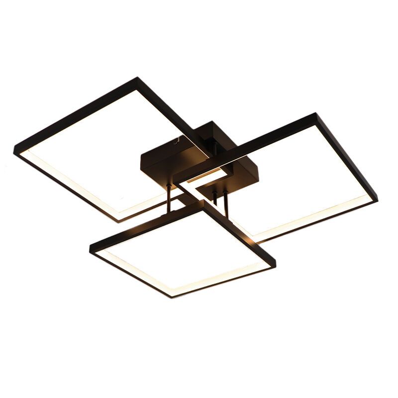 Plafón de techo negro moderno, Giorgio, 38W, 2700K LED, regulable en 3 ...